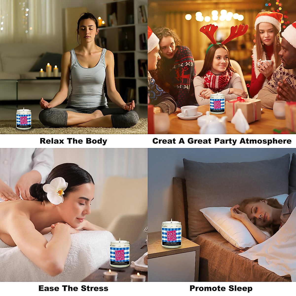 HIPUMAGIC Back and Body Hurts Candle - Happy Birthday Candle,Funny Birthday Gifts for Women Men BFF, Lavender Scented Candle for Him Her 30th 40th 50th 60th 70th Birthday, 7oz