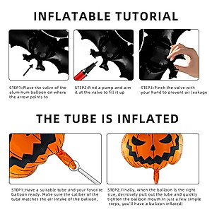 BACOKEY 7Pcs Halloween Balloons, Halloween Boo Bat Pumpkin Foil Mylar Balloons for Halloween Party Decorations