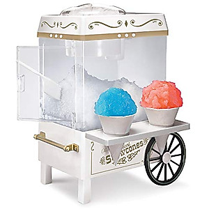 Nostalgia SCM525WH Vintage Countertop Snow Cone Maker Makes 20 Icy Treats, Includes 2 Reusable Plastic Cups & Ice Scoop – Ice White, 8 Oz
