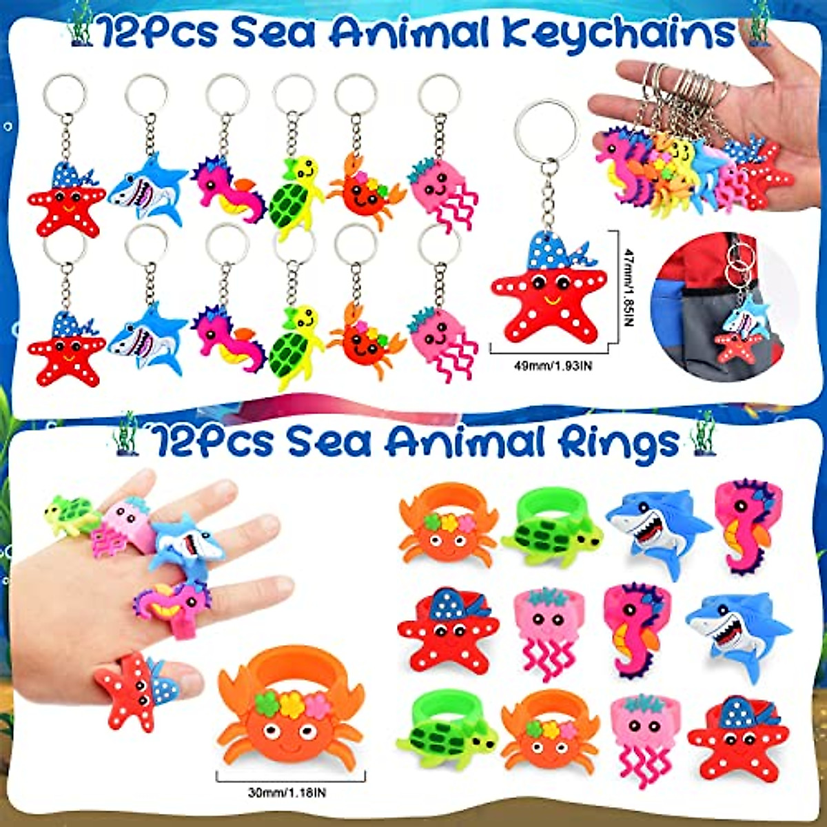 122Pcs Under the Sea Party Favors for Kids, Ocean Sea Party Favors, Cute Sea Animal Themed Party Supplies for Boys Girls, Ocean Themed Gifts Pinata for Birthday Party Classroom Rewards for Kids