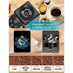 Gevi Burr Coffee Grinder, Adjustable Burr Mill with 35 Precise Grind Settings, Electric Coffee Grinder for Espresso/Drip/Percolator/French Press/American/Turkish Coffee Makers, 120V/200W, Black