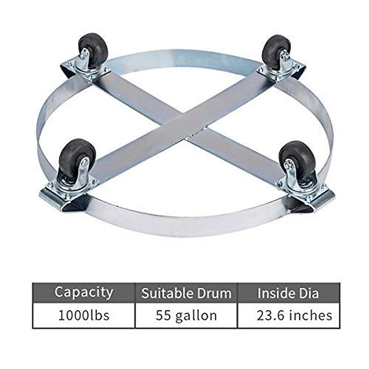 Drum Dolly 55 Gallon Trash Can Dolly Heavy Duty 1000 Pound Barrel Dolly with Swivel Casters Wheel Steel Frame Dolly Non Tipping Hand Truck Capacity Dollies