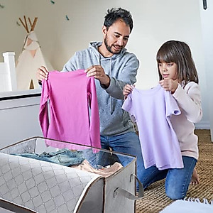 Clothes Storage Bags - Large Capacity Blanket Coats, T-shirts and Comforter Storage Bags, 3 pack Organizer Foldable Storage Cubes and Closet Clothes Storage Bins, with Reinforced Handles and Clear Window