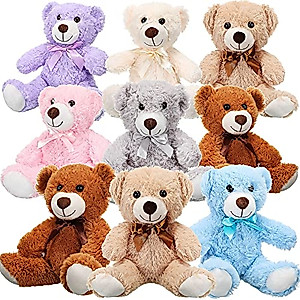 Zhanmai 9 Packs Bear Bulk 14 Inch Plush Bears Stuffed Animals in 7 Colors, Stuffed Bears Graduation Birthday Party Favors