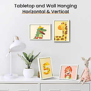 upsimples 5x7 Picture Frame Set of 3, Made of High Definition Glass for 5 x 7 White Frames, Wall and Tabletop Display Thin Border Photo Frame for Home Décor