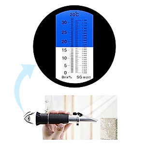 Beer Brix & Specific Gravity Refractometer with ATC Optic Dual Scale 0~32% Brix 1.000-1.120 SG Wine Wort Making Beer Brewing Fruit Juice Hops Sugar Homebrew Kit