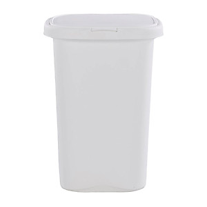Rubbermaid Spring Top Kitchen Bathroom Trash Can with Lid, 13-Gallon, White, Plastic Garbage Bin/Wastebasket for Home/Kitchen/Bathroom/Garage