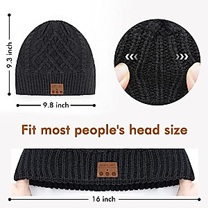 Deegotech Bluetooth Beanie, Winter Music Hat Christmas Stocking Stuffers Tech Gifts for Men Women, Bluetooth 5.0 Wireless Beanie Headphones with Speakers Built-in Microphone for Adults Teens - Black