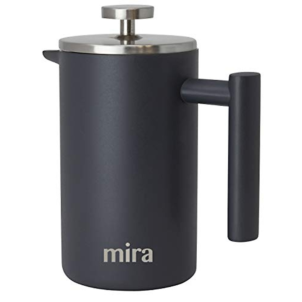 MIRA 20 oz Stainless Steel French Press Coffee Maker | Double Walled Insulated Coffee & Tea Brewer Pot & Maker | Keeps Brewed Coffee or Tea Hot | 600 ml (Gray)