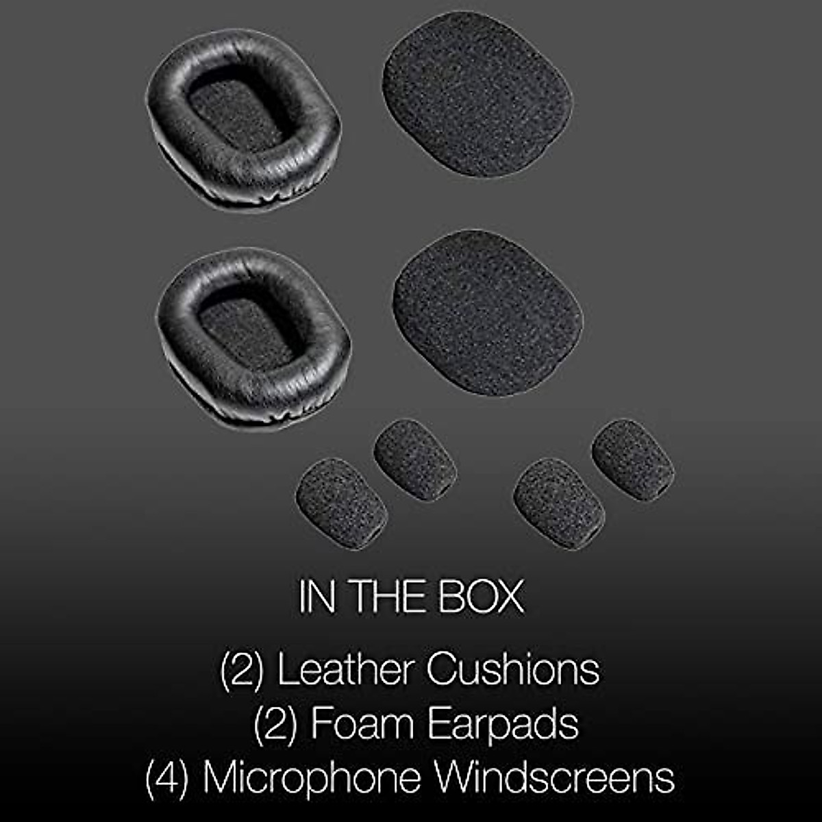 Ear Pad Cushion Kit for Blue Parrott B350-XT Bluetooth Headset, 2 Leather Cushions, 2 Foam Earpads, 4 Microphone Windscreens by Global Teck