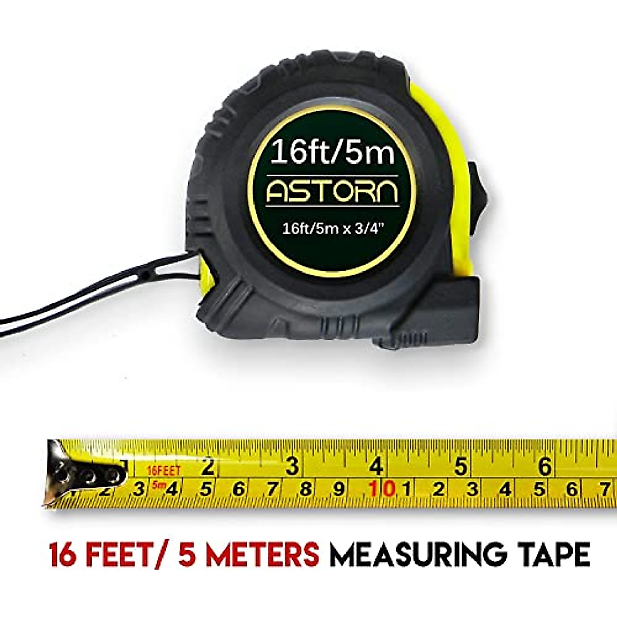 Astorn Metric Tape Measure 16ft/5M Retractable - Clear, Easy to Read Measuring Tape for Adults & Kids - Cinta Metrica Profesional Measurement Tape for Contractors & DIY