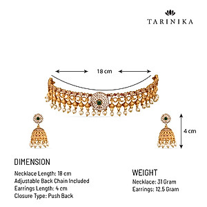TARINIKA Antique Gold Plated Neera Choker Set with Floral Design - Indian Jewelry Sets for Women | Perfect for Casual Occasions | Traditional Indian Choker Jewelry set | 1 Year Warranty*