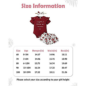 Mioglrie Newborn Baby Girl Clothes Romper Shorts Set Ruffle Infant Girl Clothes Knitted Baby Girls' Clothing Daddys Little Girl Baby Clothes Maroon Baby Clothes Girl 0-3 Months