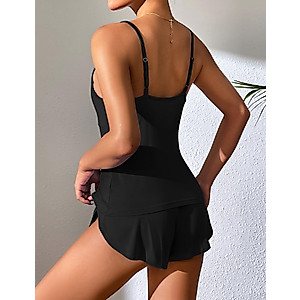 Ekouaer Women Pajamas Set Cami Sleepwear Lingerie V Neck Soft PJS Set with Shorts Black, Medium