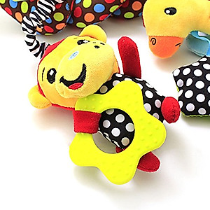 WILLWAY Car Seat Toys, Stroller Toy Baby Spiral Hanging Toys for Sensory Exploration, 0-12 Months Newborn Toys for Car Seat Stroller Crib Bassinet Mobile with Music Box BB Squeaker Rattles