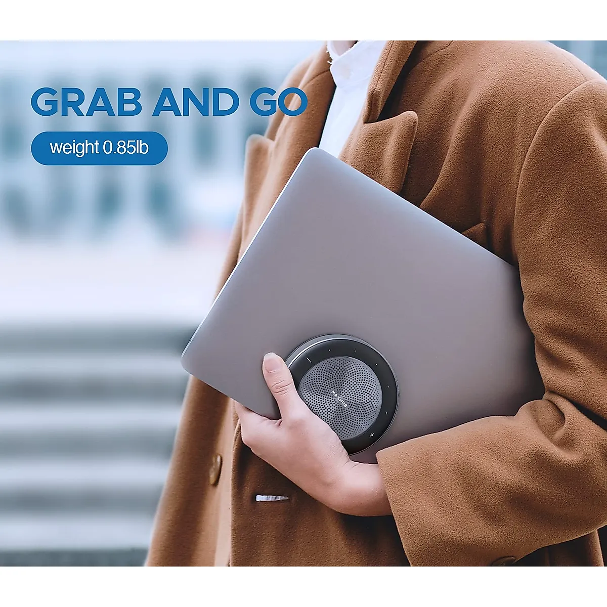 Enther&MAXHUB Bluetooth Speakerphone,USB Conference Speaker with 6 Microphones, Enhanced 360° Voice Pickup and Noise Reduction,16 Ft Pickup Distance,Home Office