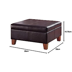 Homepop Home Decor |K2380-E155 | Luxury Large Faux Leather Square Storage Ottoman | Ottoman with Storage for Living Room & Bedroom, Distressed Brown