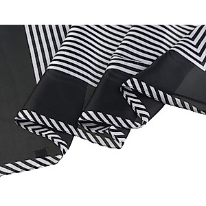 Allegra K 70cm Women Stripe Print Square Scarves Kerchief Neck Scarf Neckerchief Headband Black White