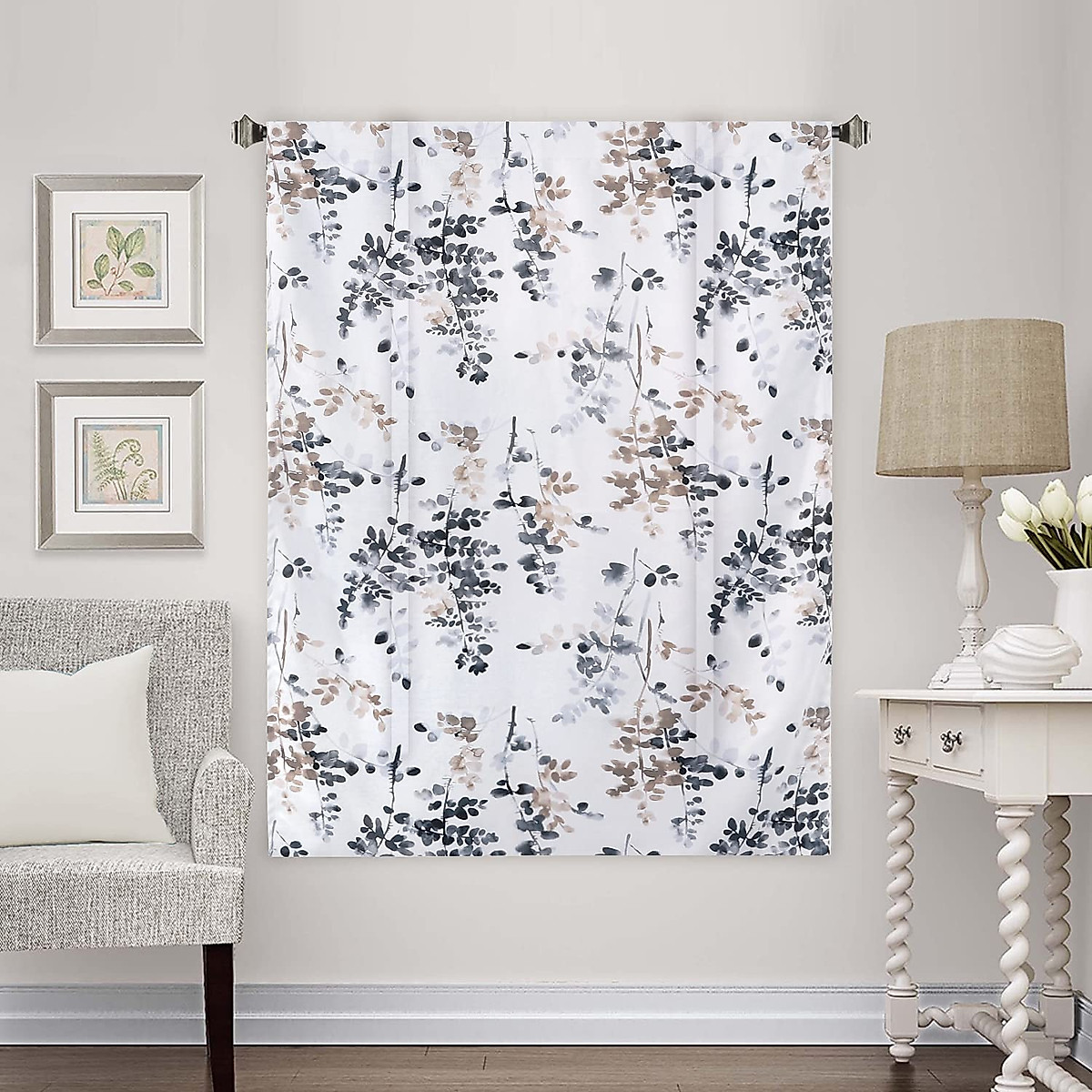 Mightree Blackout Tie Up Curtains for Windows, Three-Layer Woven Roman Curtains, Thermal Insulated Balloon Curtain, Shade Rod Valance Curtains for Kitchen, Living Room, Bedroom, Brown, 42" Wx63 L