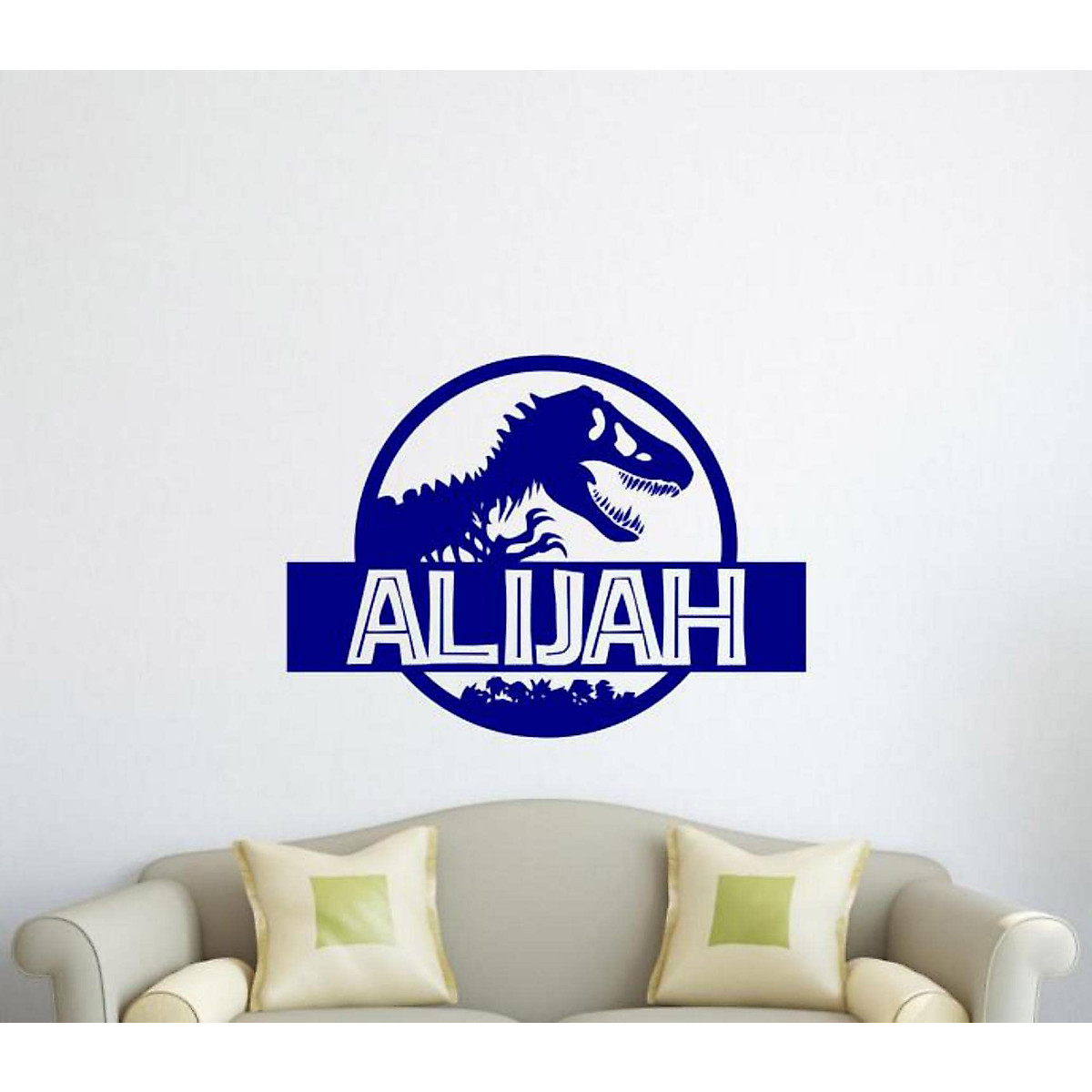 Dinosaur Wall Decal Custom Name Vinyl Sticker Personalized T-Rex Decals Tyrannosaurus Rex Wall Art Nursery Decor Car Decals Window Door Sign Peel and Stick Decal Dinosaur World Poster Print zz81