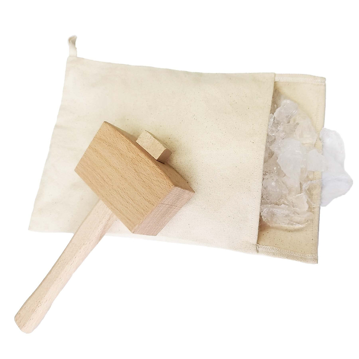 Lewis Ice Bag and Wooden Ice Mallet,Manual Ice Crusher for Breaking Ice,Thick Canvas Bag,Beech Wooden Mallet,Crushed Ice for Home,Bar Tools Kitchen Accessories,2 Pcs Set