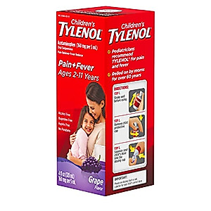 Tylenol Children's Pain + Fever Relief Cold Medicine, Acetaminophen, Grape, 4 fl. oz