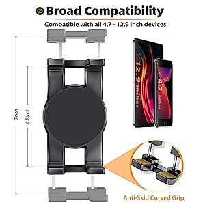 eSamcore Phone Stand Tablet Stand - Universal Gooseneck Cell Phone Holder with Clamp Flexible Neck Mount for Bed Desk Table, Compatible with All 4.7" - 10.9" iPhone iPad Galaxy Tab Switch [Black]