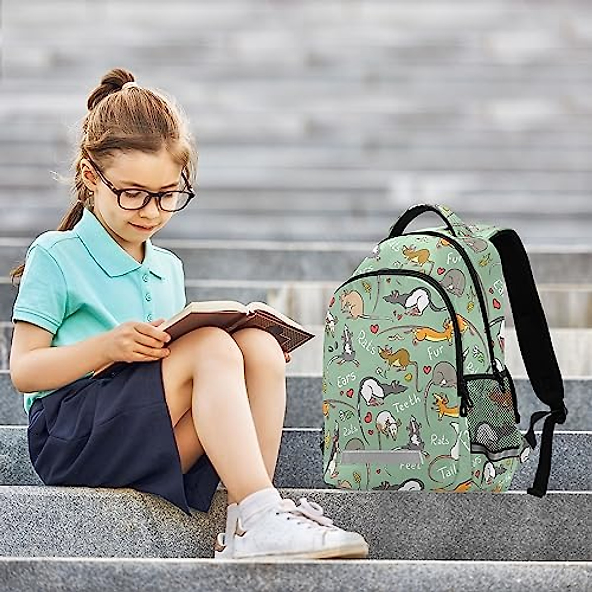 ALAZA Fancy Rat Cute Animals Backpack for Students Boys Girls Travel Daypack