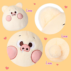 FITNISSFTW Plush Toy, Stuffed Animal Throw Plushie Pillow Doll, Soft Black and White Fluffy Friend Hugging Cushion - Cute Present for Every Age & Occasion (Round Pig)