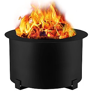 VEVOR Smokeless Fire Pit, Carbon Steel Stove Bonfire, Large 21.5 inch Diameter Wood Burning Fire Pit, Outdoor Stove Bonfire Fire Pit, Portable Smokeless Fire Bowl for Picnic Camping Backyard Black