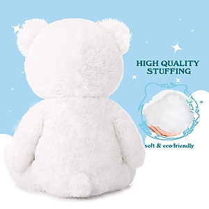 Tezituor White Teddy Bear Stuffed Animal, Cute 18 inch Stuffed Teddy Bear for Girlfriend Kids, Soft Plush Bear Stuffed Animal Valentine's Christmas Birthday Gifts