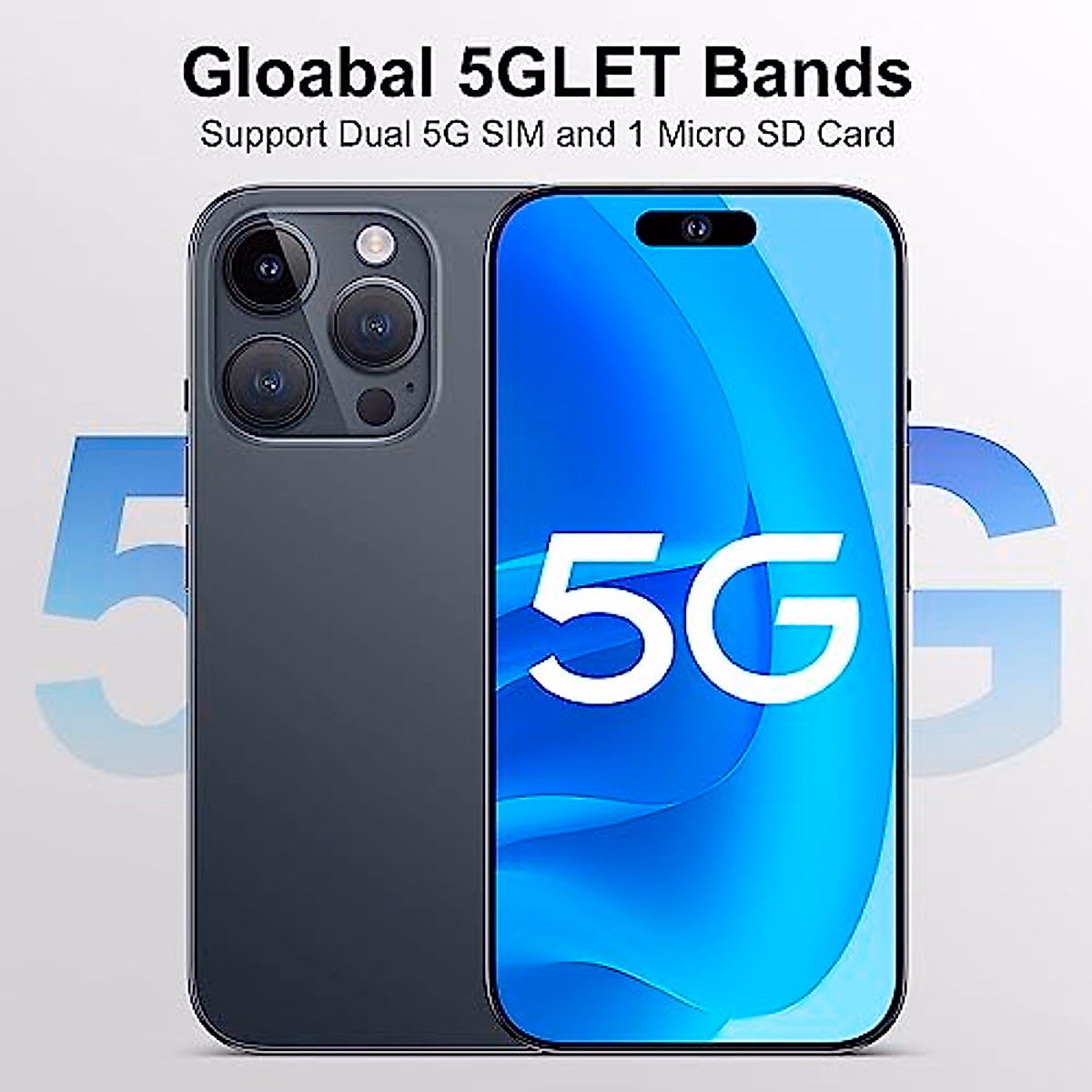 ExAchat A14 5G Unlocked Smartphone 6.82" FHD+ Display 90Hz, 72MP Camera 6800mAh,4GB+128GB/256GB Dual SIM Cell Phone Unlocked Fingerprint/Face ID