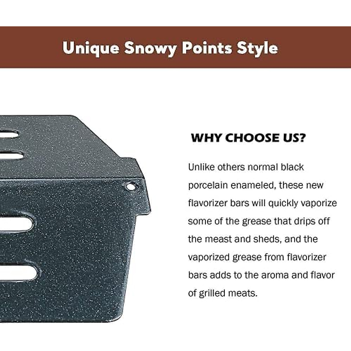 QuliMetal 17.5" Porcelain Steel Flavor Bars and Heat Deflector for Weber Genesis 300 E310 E320 E330 S310 S330 (with Front Control Knobs), Replaces Weber 7620 7621 65505 7622