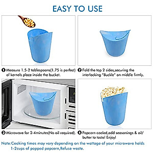 Silicone Microwave Popcorn Popper Bucket Reusable Popcorn Maker Single Serve Portion Food Safe Popcorn Bowls Set For Kids Adults Dishwasher Safe