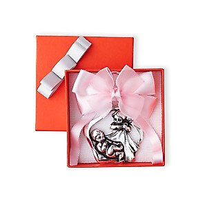 Guardian Angel Crib Medal with Satin Ribbon. Perfect Baptism Gifts for Babies, Christening Gifts for Babies, Baby Shower and Baby Nursery Wall Decor. (Rose)
