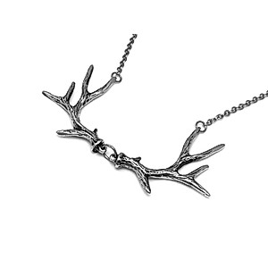 Deer Antler Choker Necklace in Pewter