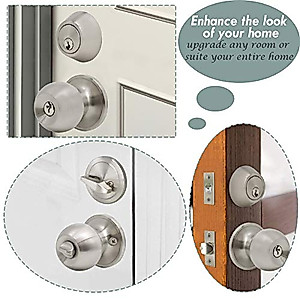 home improvement direct 4 Pack Keyed Alike Entry Door Knobs and Single Cylinder Deadbolt Lock Combo Set Security for Entrance and Front Door with Classic Satin Nickel Finish