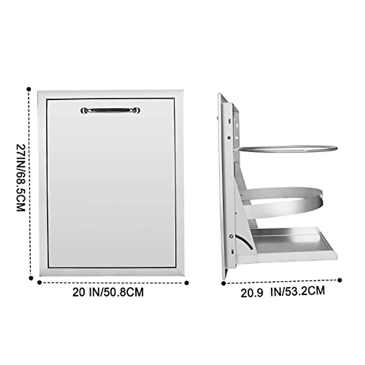 Karpevta Built-in Trash Drawer W20''XD20.9''XH27''Propane Drawer and Adjustable Garbage Ring Roll-Out Trash/Propane Tank Drawer Storage Trash Bins/Propane Tank for BBQ Island Patio Grill Station