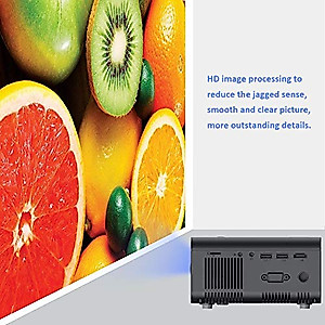 ASHATA Video Projecto,Mini Portable LED 4K 1080P Smart Projector ,HD LED 3D Video Projector HDMI USB VGA AV Home Theater Projector 480P Standard Version 110-240V (Black )