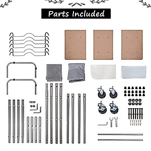 STORAGE MANIAC 3-Section Laundry Sorter with Foldable Ironing Board, Heavy-Duty Rolling Laundry Cart with and Removable Bags, Triple Laundry Hamper with Wheels, Dark Grey