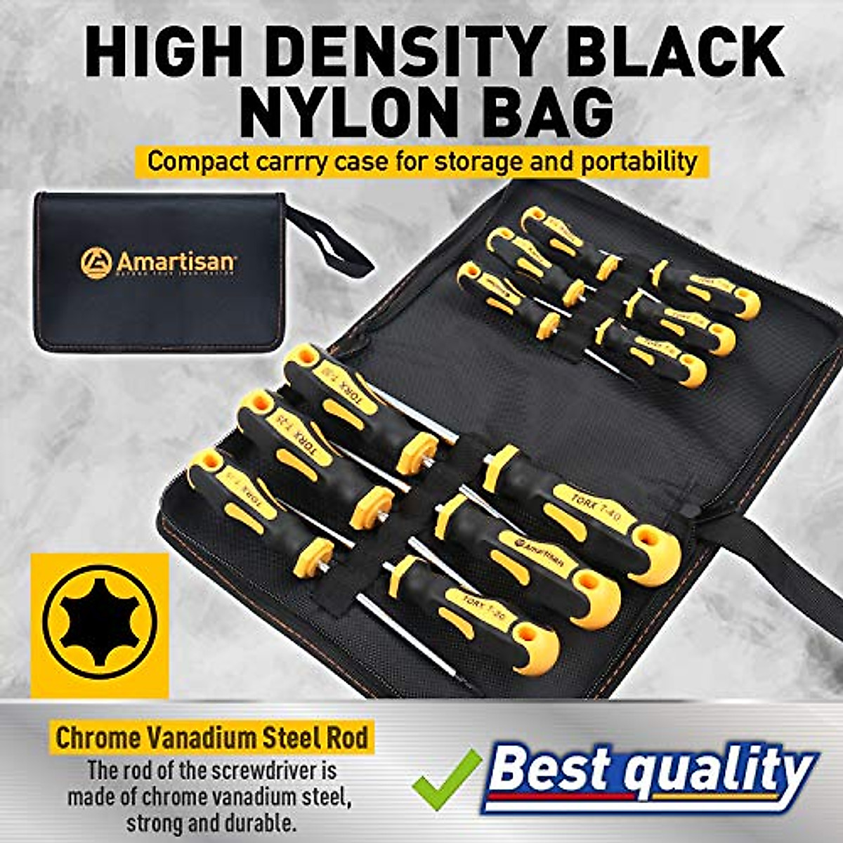 Amartisan 12-Piece Magnetic Torx Screwdrivers Set, Magnetic Torx Driver Star Screwdrivers Set T5 - T40 Best Choice