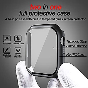 Smiling 2 pack Case Built in Tempered Glass Screen Protector Compatible with Apple Watch Series 9 (2023)/Series 8 /Series 7 45mm, Hard PC Case with Screen Protector Overall Protective Cover-Matt Black