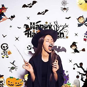 Vanleonet Halloween Window Clings Decals for Window Glass,Double-Side Spooky Removable Window Sticker for Halloween Party Decoration