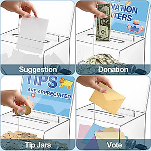 Polmart Clear Suggestion/Business Card Drawing Box with Sign and Lock