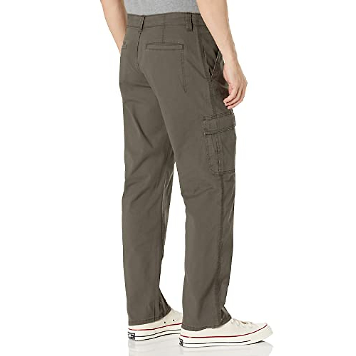 Wrangler Authentics Men's Relaxed Fit Stretch Cargo Pant, Olive Drab, 38W x 32L