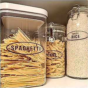 Talented Kitchen Pantry Labels - 164 Contemporary Preprinted Kitchen Label Set. Clear, Water Resistant Stickers, Food Jar Label. Jar Decals for Pantry Organization & Storage (Set of 164 - Contemporary