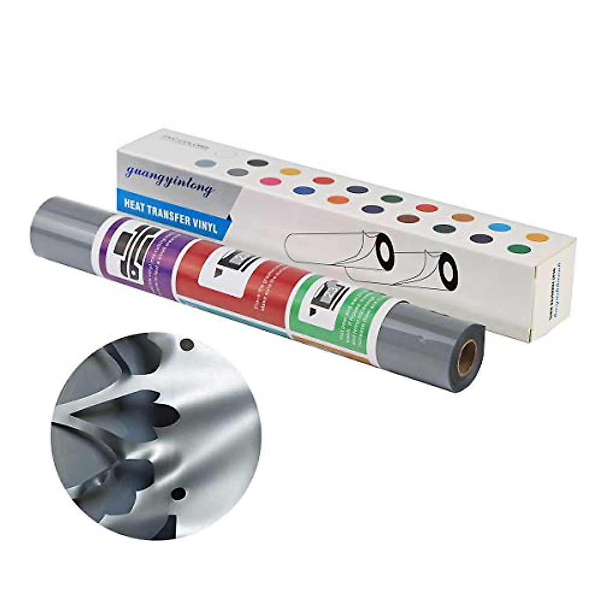 guangyintong HTV Heat Transfer Vinyl Rolls 12" x 5ft - Iron on Vinyl Easy to Cut &Weed, Glossy Surface (k11-Grey 01)