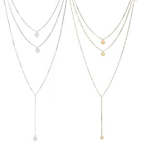 Fdesigner Fashion Layered Long Necklace Coin Pendant Necklaces Chain Charm Necklace Jewelry for Women(Silver)