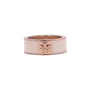 Tory Burch 88443 Tory Gold New Ivory Women's Small Enamel Inlay Ring Size 7