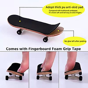 Wooden Fingerboard, Mini Finger Skateboards Toys, Professional Finger Board Ultimate Sport Training Props with Fingerboard Non Slip Foam Grip Tape & Screwdriver, Gifts for Kids Finger Skater (A)